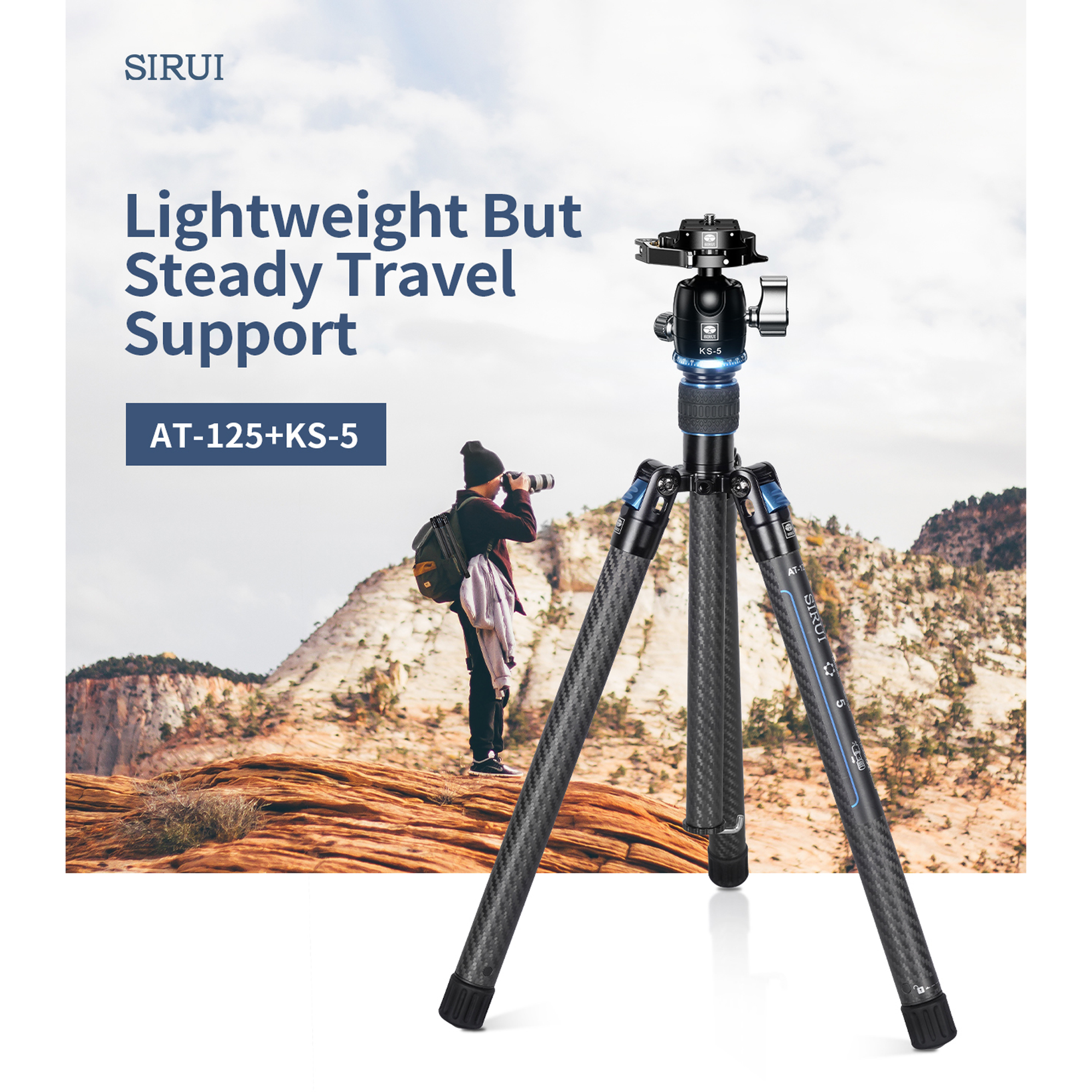 Sirui AT-125 Carbon Fiber Traveler Tripod with KS-5 Ball Head — Glazer ...